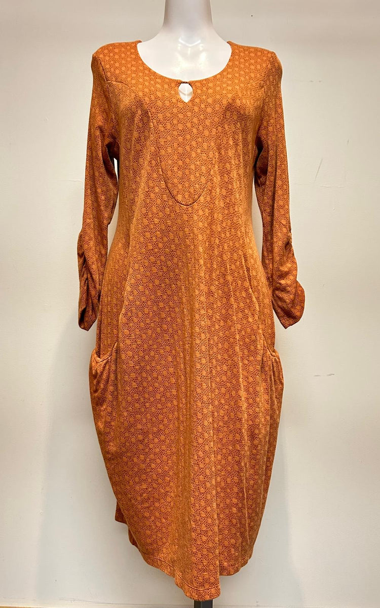 Valia Full Moon Dress Burnt Orange Super Deep Pockets – Eveline Street ...
